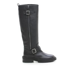 Via Roma 15 Stiefel - Tall Biker Boots With Central Zip And Adjustable S - Gr. 36,5 (EU) - in Schwarz - f&uuml;r Damen