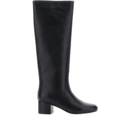 TWINSET Twin-Set Stiefel - Knee-High Calf Leather Ankle Boots With Silhouette - Gr. 37 (EU) - in Schwarz - f&uuml;r Damen