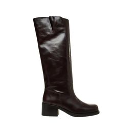 billi bi Stiefel - Polished Leather Knee-High Boots With Rounded Squa - Gr. 39 (EU) - in Schwarz - f&uuml;r Damen