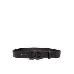 Dolce & Gabbana Dolce&Gabbana G&uuml;rtel - Leather Belt With Dg Logo - Gr. 90 - in Schwarz - f&uuml;r Damen