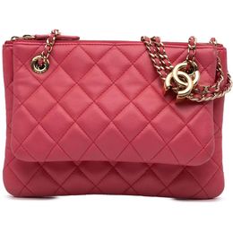 Chanel Hobo Bags - Quilted Lambskin Double Case with Chain - Gr. unisize - in Gold - f&uuml;r Damen