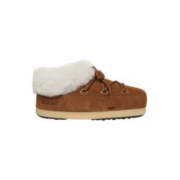 Moon Boot Moonboot Slipper & Pantoletten - Suede Mules With Braided Lace Detail And Plush Fur - Gr. 37 (EU) - in Braun - f&uuml;r Damen
