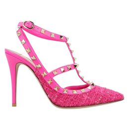 Valentino Garavani Hohe Schuhe - Caged 100 Tweed & Leather Pump Pink - Gr. 37,5 (EU) - in Rosa - f&uuml;r Damen