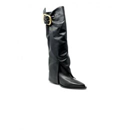 Elena Iachi Stiefel - E4485 Black Leather Boots - Gr. 38 (EU) - in Schwarz - f&uuml;r Damen