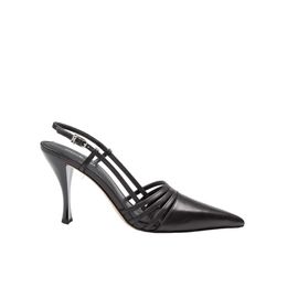 Michael Kors Hohe Schuhe - Haisley Slingback In Black Leather - Gr. 7 - in Grau - f&uuml;r Damen
