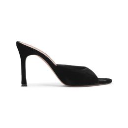 Amina Muaddi Sandalen - Black Velvet Sandals With Open Almond Toe - Gr. 39 (EU) - in Schwarz - f&uuml;r Damen