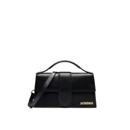 Jacquemus Hobo Bags - Le Grand Bambino Leather Bag - Gold Logo - Gr. unisize - in Schwarz - f&uuml;r Damen