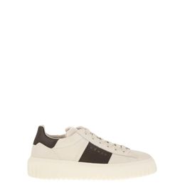 Hogan Low-Top Sneaker - H-Stripes Leather Trainers - Gr. 7_5 - in Beige - f&uuml;r Damen