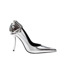 Diesel Hohe Schuhe - Metallic Leather Pumps - Gr. 37 (EU) - in Silber - f&uuml;r Damen