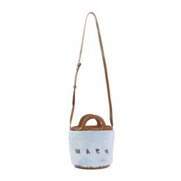 Marni Beuteltaschen - Tropicalia Bucket Handbag In Light Blue Faux Fur - Gr. unisize - in Blau - f&uuml;r Damen