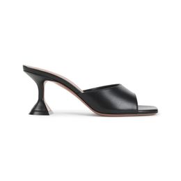 Amina Muaddi Slipper & Pantoletten - Open-Toe Black Nappa Leather Mules With Flared Hee - Gr. 36 (EU) - in Schwarz - f&uuml;r Damen
