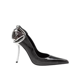 Diesel Hohe Schuhe - Patent Leather Pumps With Curved Heel Black - Gr. 39 (EU) - in Schwarz - f&uuml;r Damen