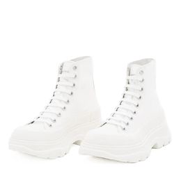 Alexander McQueen Low-Top Sneaker - 45MM TREAD SLICK LACE-UP SNEAKERS - Gr. 40 (EU) - in Wei&szlig; - f&uuml;r Damen