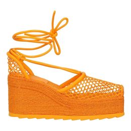 Bottega Veneta Sandalen - Orange Stretch 90 Wedge Espadrilles - Gr. 36 (EU) - in Orange - f&uuml;r Damen