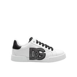 Dolce & Gabbana Dolce&Gabbana Low-Top Sneaker - Portofino Light Leather Sneakers With Dg Logo - Gr. 37 (EU) - in Wei&szlig; - f&uuml;r Damen