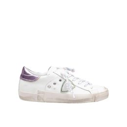 Philippe Model Low-Top Sneaker - Philippe Prsx Leather Sneakers, White And Pink - Gr. 38 (EU) - in Wei&szlig; - f&uuml;r Damen