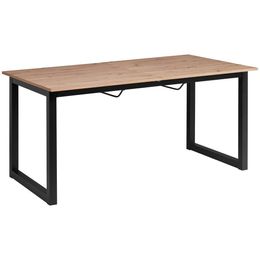 Mid.you Esstisch, Schwarz, Eiche Artisan, Metall, Holzwerkstoff, rechteckig, U-Form, 90x76x160-200 cm, ausziehbar, Esszimmer, Tische, Esstische, Esstische ausziehbar