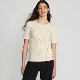 LANDS' END Baumwolle/Modal-Shirt mit Bindeschleife, Damen,  Wei&szlig;, Baumwolle Modal, by Lands' End
