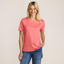 LANDS' END Supima Kurzarm-Shirt mit rundem Ausschnitt, Damen,  Orange, Baumwolle, by Lands' End