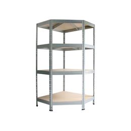 AR SHELVING Eck-Rivet Steckregal mit 4 B&ouml;den, 180x90x90x45, Stecksystem, verzinkt 100274797