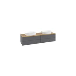 Villeroy & Boch V&B Waschtischunterschrank mit Frontstruktur Antao 160x50cm, WBP hon. Oa, Anthrac. m Lac ; Villeroy & Boch (K28111GK)