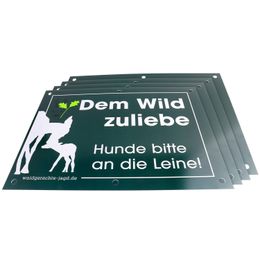 Waidgerechte Jagd Hinweisschild Hunde bitte an die Leine &ndash; 4er-Pack