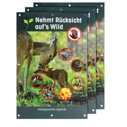 Waidgerechte Jagd Hinweisschild R&uuml;cksicht auf's Wild &ndash; 3er-Pack