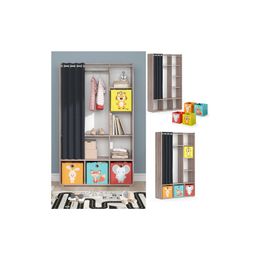 VICCO Kinderkleiderschrank Kinderzimmerschrank Kindergarderobe Luigi Sonoma Faltbox 106 x 178 cm modern Schrankregal Jugendzimmerschrank Organizer Vorhang Kleiderstange F&auml;cher Aufbewahrung Spielzeugablage