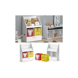 VICCO Kinderregal B&uuml;cherregal Wandregal Luigi Wei&szlig; 72x96 cm modern Kinderzimmer Regal Spielzeugregal Dekoregal Standregal Aufbewahrungsregal W&uuml;rfelregal Schublade Ablage Fach freistehend Faltbox