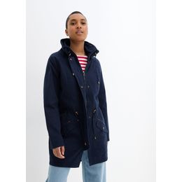 bonprix Baumwoll-Kurzparka mit Stehkragen talliert, blau, Gr.38, Vielseitig kombinierbare sportliche Jacke mit Taschen aus Baumwolle, aus 100% Baumwolle