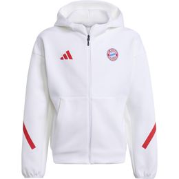 Adidas Fc Bayern M&uuml;nchen Kapuzenjacke Kinder - wei&szlig; - Gr. 128 - Polyester/Baumwolle