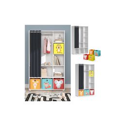 VICCO Kinderkleiderschrank Kinderzimmerschrank Kindergarderobe Luigi Wei&szlig; Faltbox 106 x 178 cm modern Schrankregal Jugendzimmerschrank Organizer Vorhang Kleiderstange F&auml;cher Aufbewahrung Spielzeugablage