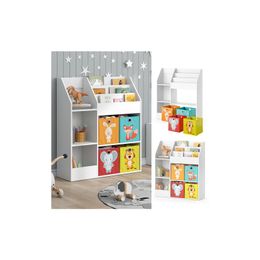VICCO Kinderregal B&uuml;cherregal Wandregal Luigi Wei&szlig; 100x114 cm modern Faltbox Kinderzimmer Regal Spielzeugregal Dekoregal Standregal Aufbewahrungsregal W&uuml;rfelregal Ablage Fach freistehend