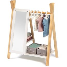 Musterkind Kinder Puppenkleiderschrank "Puppen-Garderobe - Viola, natur/wei&szlig;", grau, Holz, B:50cm H:65cm T:30cm, Puppenm&ouml;bel