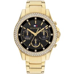 Tommy Hilfiger Damen Multifunktionsuhr "HAVEN", gold, Armbanduhren, Quarzuhr, Armbanduhr, Damenuhr, Glaskristalle, Edelstahlarmband, Datum