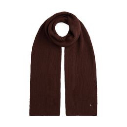 Tommy Hilfiger Damen Strickschal "TH FLAG PIMA COTTON CASH SCARF"rich walnut, Strick, Baumwollmischung, Modet&uuml;cher, mit Logostickerei, mit