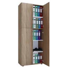 Aktenschrank Vcm, B:70cm H:184cm T:40cm, braun, Obermaterial: 100% Holz Wood., B&uuml;ro, Schr&auml;nke, "Vcm B&uuml;roschrank mit 5 F&auml;chern moderner Aktenschrank