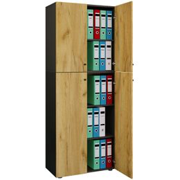 Aktenschrank Vcm, B:70cm H:184cm T:40cm, braun, Obermaterial: 100% Holz Wood., B&uuml;ro, Schr&auml;nke, "Vcm B&uuml;roschrank mit 5 F&auml;chern moderner Aktenschrank