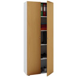 Aktenschrank Vcm, B:70cm H:178cm T:40cm, braun, Obermaterial: 100% Holz Wood., B&uuml;ro, Schr&auml;nke, "Vcm B&uuml;roschrank mit 5 F&auml;chern moderner Aktenschrank