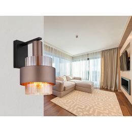 Globo LIGHTING Wandleuchte "MILLEY", 1 Stk.schwarz, Wohnzimmer, Leuchten, Wandlampe/Spot/Wohnzimmer/Flur/Glas amber/Metall