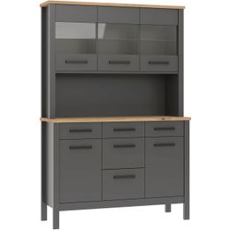 Buffet Inter Link "Buffet Veneto", anthrazit, B:130cm H:195cm T:45cm, MDF, Sicherheitsglas, Spanplatte, Schr&auml;nke, Buffet, Stauraum-Modul, passend zur Modularen K&uuml;che, 130x45x195,5 cm