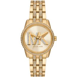 Quarzuhr Michael Kors "BRYANT MK-Logo", gelbgoldfarben, Armbanduhren, Damen, Quarzuhr, Armbanduhr, Damenuhr, Edelstahlarmband, analog, Glassteine