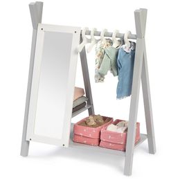 Musterkind Kinder Puppenkleiderschrank "Puppen-Garderobe - Viola, grau/wei&szlig;", rosa, Holz, B:50cm H:65cm T:30cm, Puppenm&ouml;bel