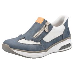 Rieker Damen Slip-On Sneaker "Ready2GO", Gr. 36, blau, Nubuklederimitat, Textil, Schuhe, Slipper, Halbschuh, Freizeitschuh mit seitlichem