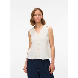V&eacute;ro Moda VERO MODA Damen Blusentop "VMNATALI SL TOP WVN GA", wei&szlig;, Gr. XS, unifarben, Web, Obermaterial: 100% Baumwolle, Blusen