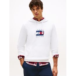 Tommy Hilfiger Herren Kapuzensweatshirt "LINEAR FLAG GRAPHIC"wei&szlig;, Gr. XXL, Sweatware, Obermaterial: 100% Baumwolle, Sweatshirts, Regular Fit,