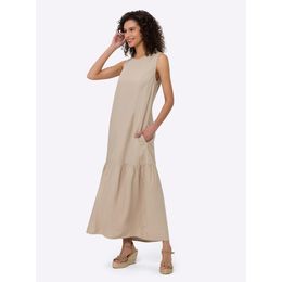 Heine Damen Tr&auml;gerkleid "Kleid", beige, Gr. 44, unifarben, Web, 55% Leinen, 45% Viskose, Kleider