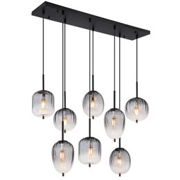 Globo LIGHTING H&auml;ngeleuchte "ATTILA", 8, H: 120cm, 1 Stk.schwarz, Wohnzimmer, Leuchten, H&auml;ngelampe/Pendelleuchte/verschiedene Gl&auml;ser/Glas rauchfarben
