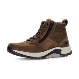 Herren Sneaker, Gabor Rollingsoft, Gr. 13dunkelbraun, Nubukleder, Textil, unifarben, Schuhe, Schn&uuml;rboots, Komfortschuh in Bequemweite G (= weit)