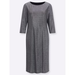 Classic Basics Damen Etuikleid "Jersey-Kleid", silber, Gr. 46, unifarben, Jersey, 52% Polyamid, 42% metallisierte Fasern, 6% Elasthan, Kleider